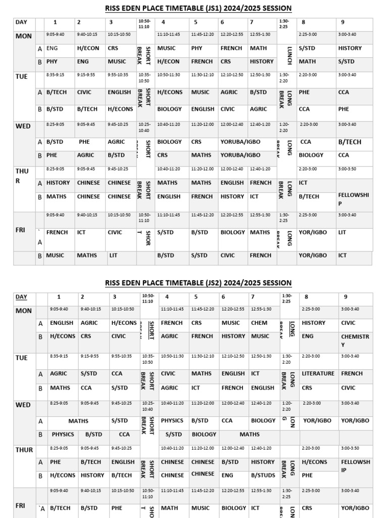 Updated Time Table 13th May 2025 | PDF