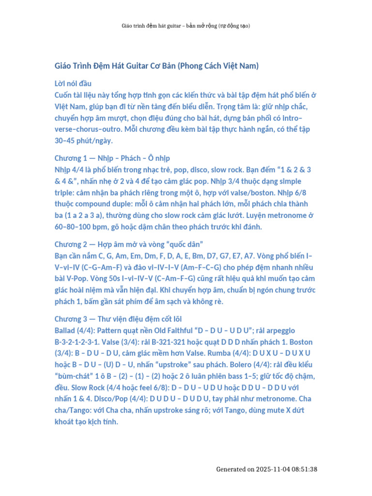 Giao Trinh Dem Hat Guitar Co Ban 10p | PDF