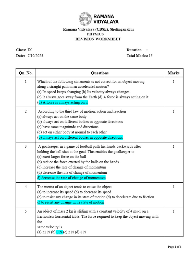 Worksheet Laws of Motion Akey | PDF | Force | Newton's Laws Of Motion