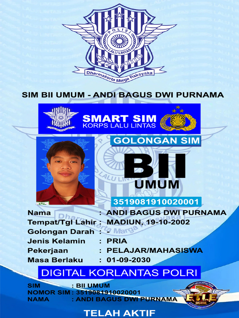 Andi Bagus Dwi Purnama Biodata Sim b2 | PDF