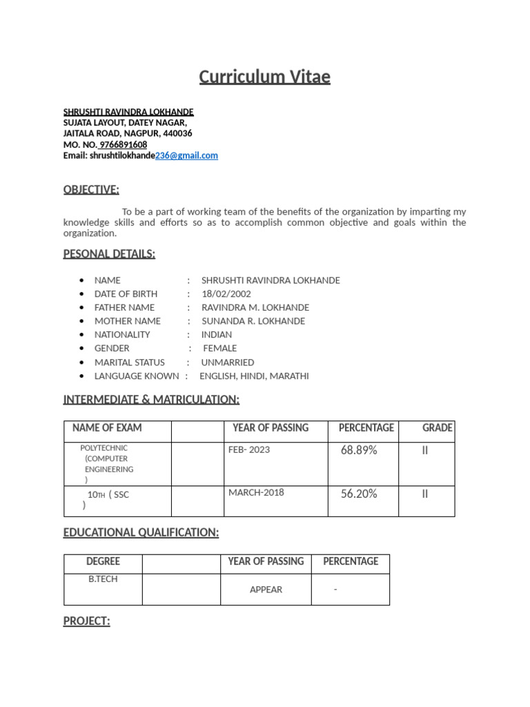 Resume Shrushti | PDF