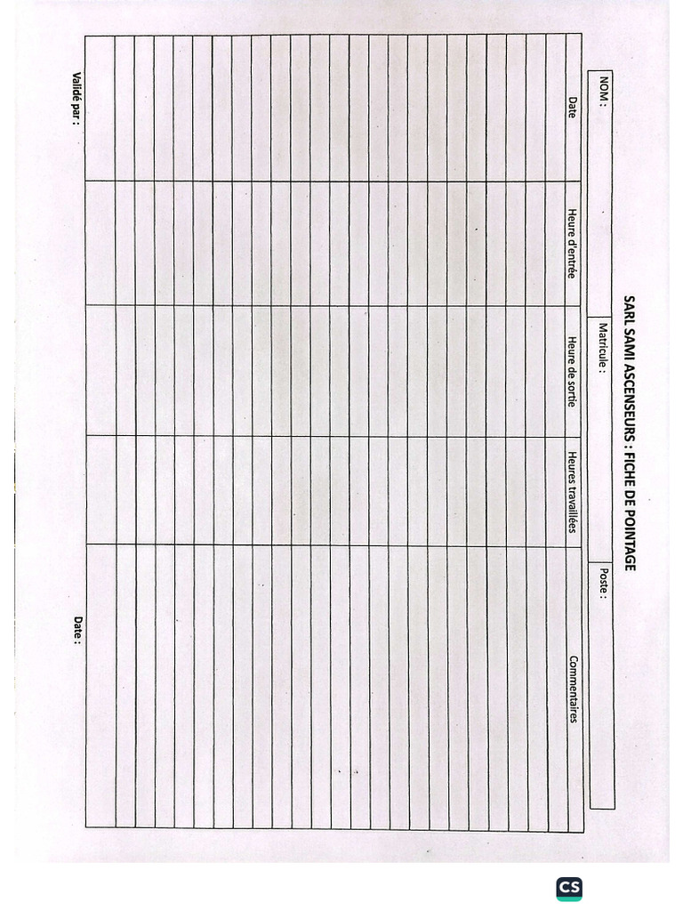 Fiche de Pointage | PDF