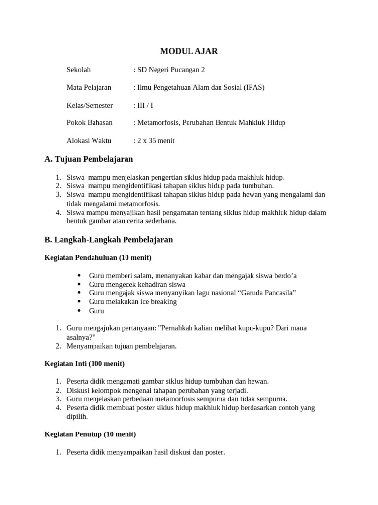 Modul Ajar Kls 3 | PDF