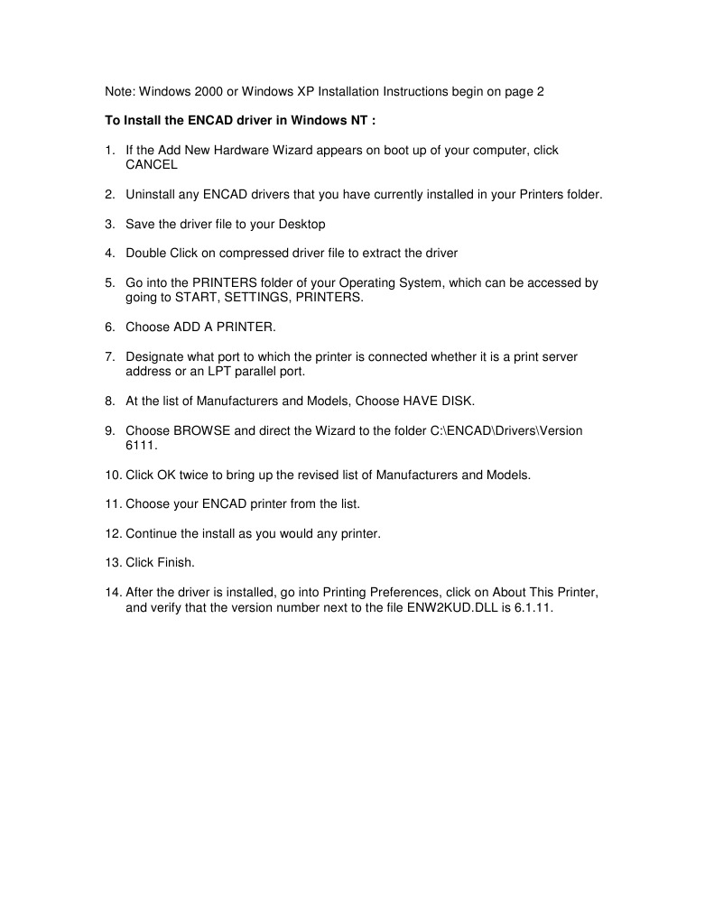 ENCAD Printer Driver Installation Guide | PDF | Business