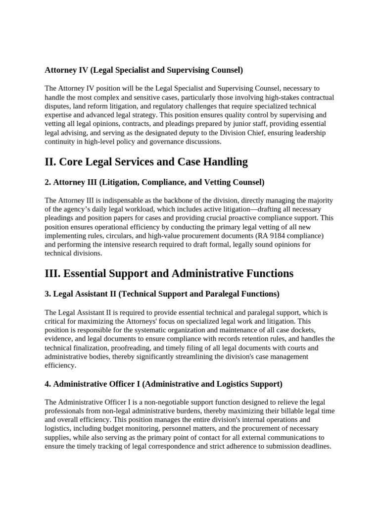 Legal Roles: Attorney IV, III & Support Staff | PDF | Paralegal | Lawyer