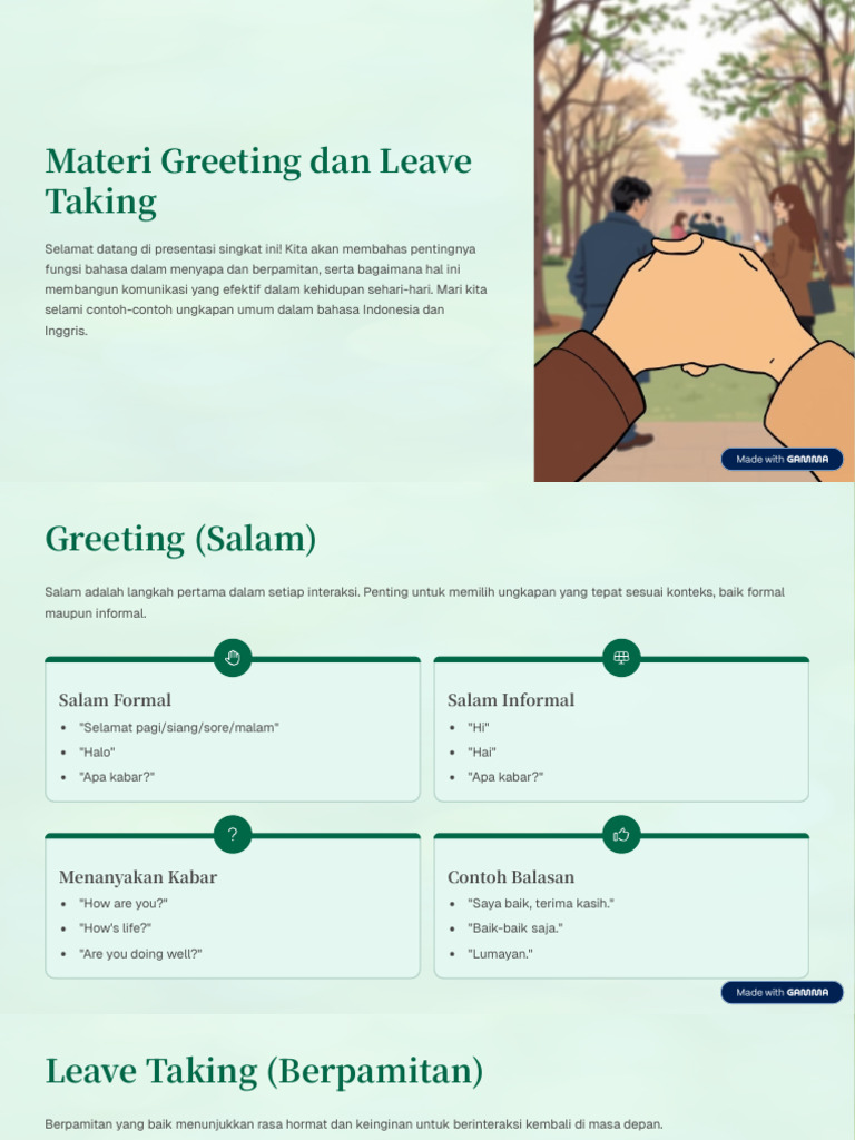 "Panduan Greeting dan Leave Taking" | PDF