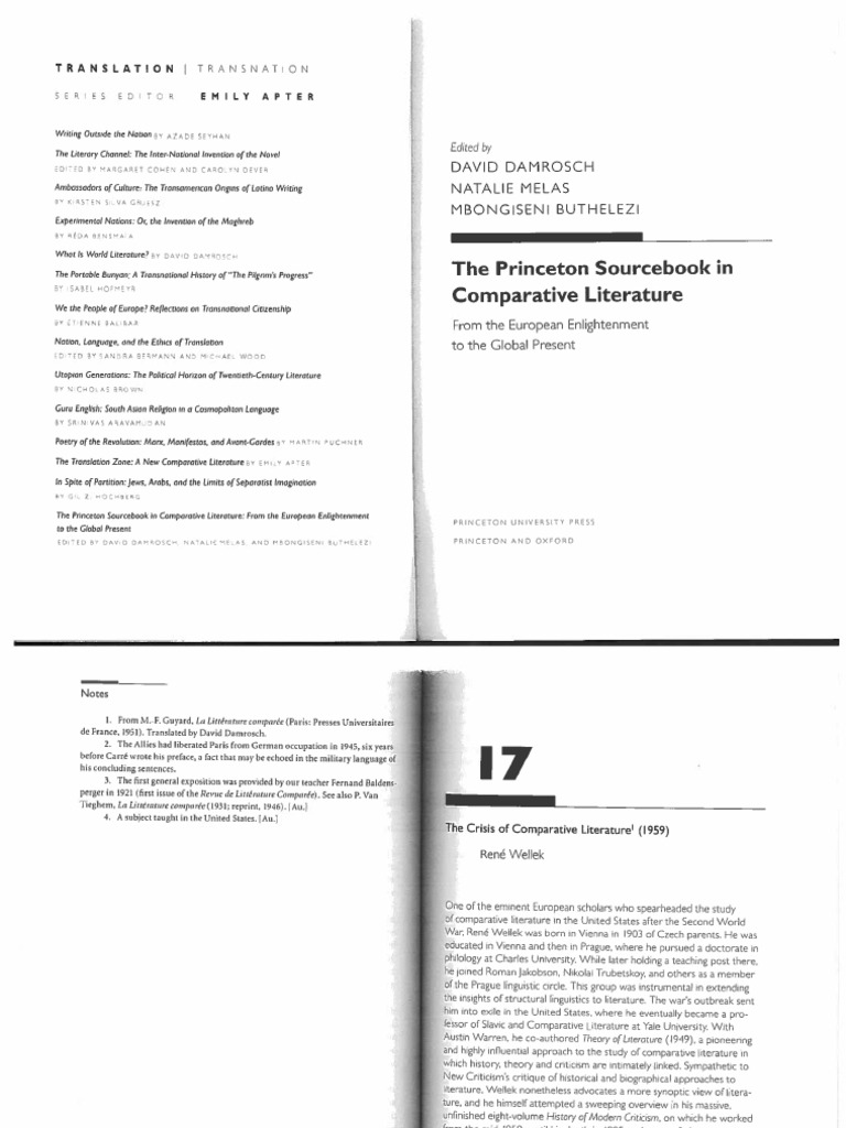Rene Wellek the Crsis of Comparative Literature | PDF
