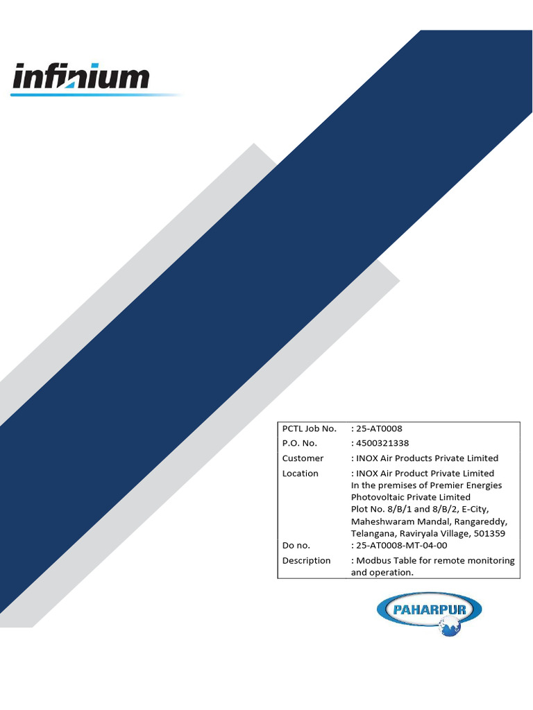 Modbus Table - Cooling Tower | PDF | Equipment | Manufactured Goods