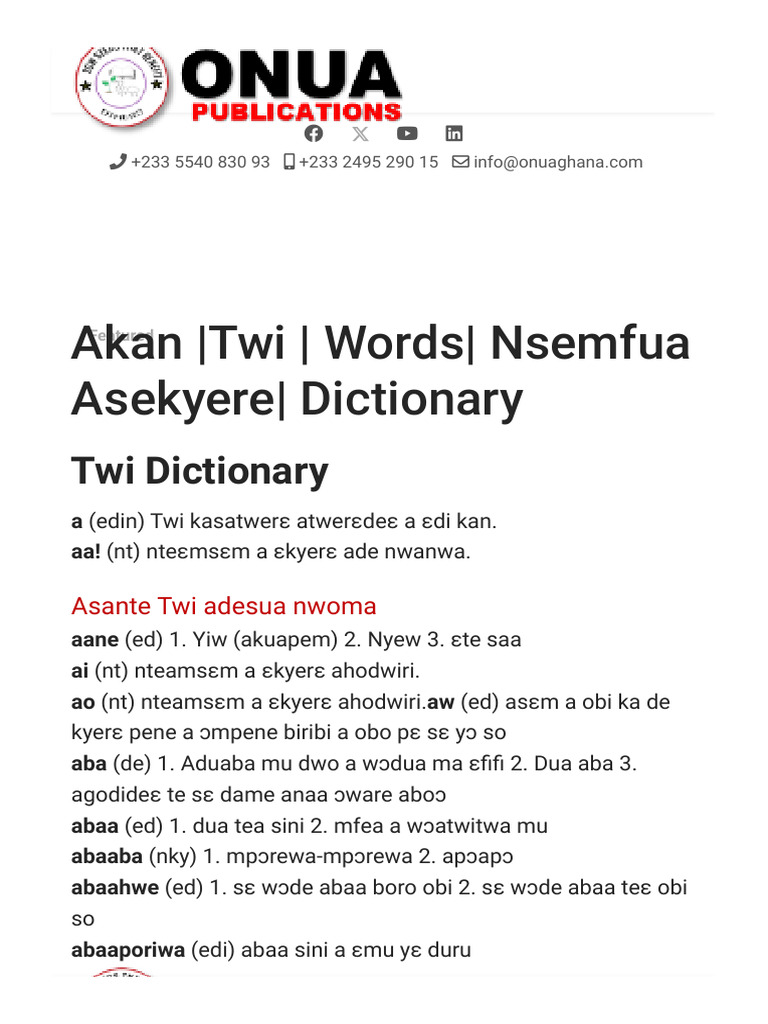 Akan - Twi - Words - Nsemfua Asekyere - Dictionary | PDF | Ghana