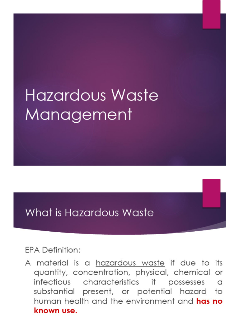 Hazardous Waste Management Guide | PDF | Waste | Hazardous Waste