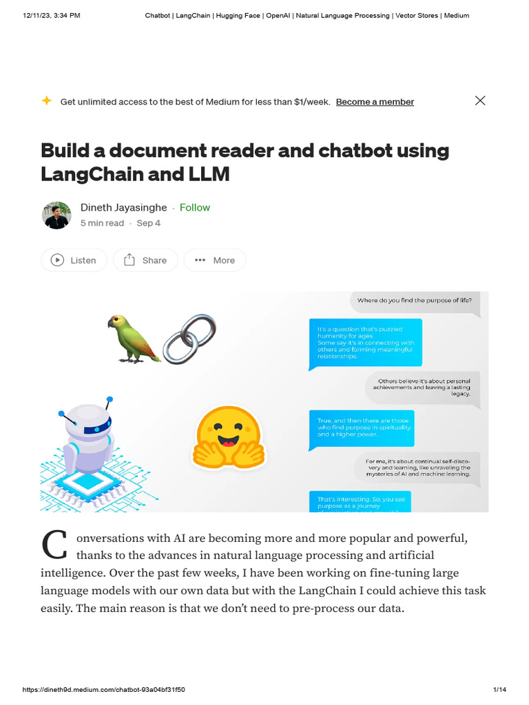 Chatbot - LangChain - Hugging Face - OpenAI - Natural Language Processing - Vector Stores ...