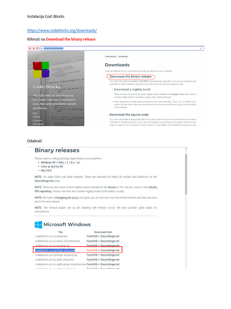 Instalacija CodeBlocks | PDF