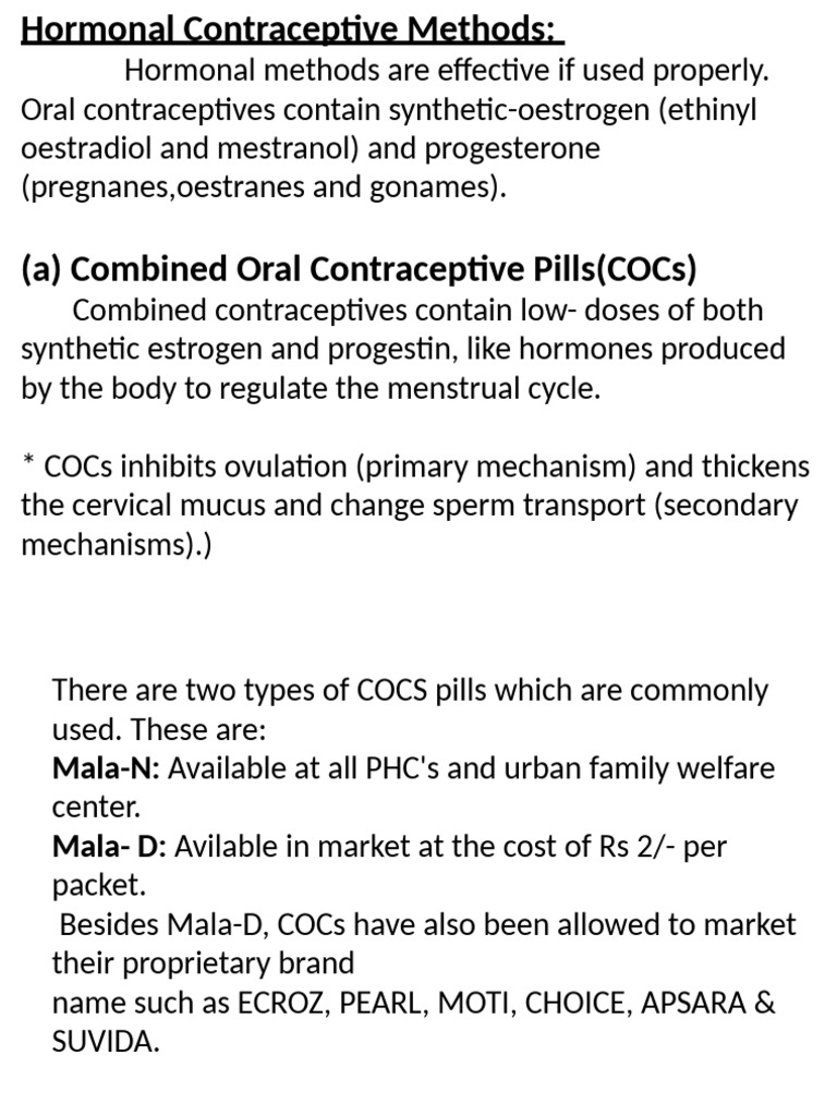 Hormonal Contraceptives CHN Edit | PDF | Combined Oral Contraceptive ...
