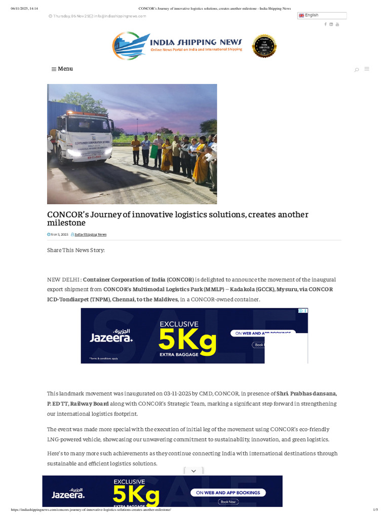 CONCOR's Journey of Innovative Logistics Solutions, Creates Another ...