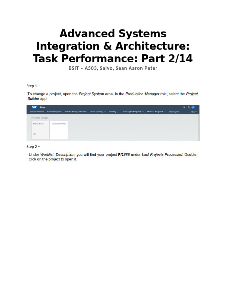 ADV.S.I.a Task Performance Part 2 14 | PDF
