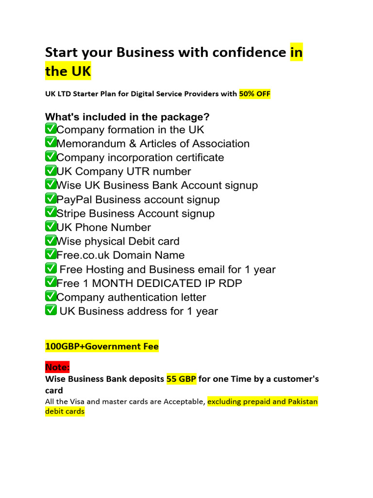 UK LTD Starter Plan 50% Off | PDF