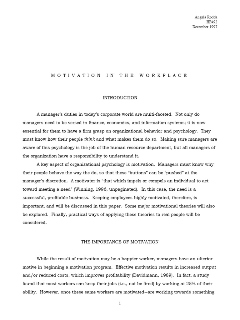 Motivation Paper | PDF | Motivation | Motivational