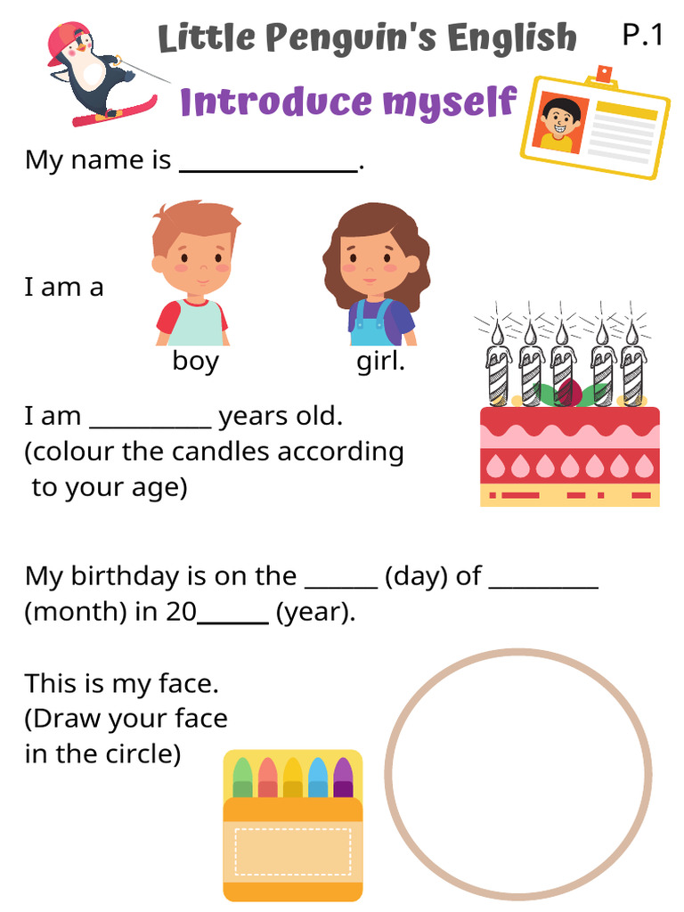 Little Penguin's English: Self-Introduction Activities | PDF