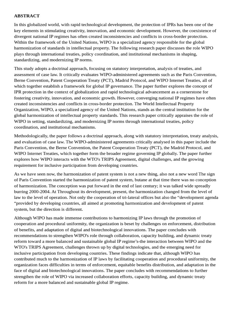 WIPO's Role in Global IP Harmonization | PDF | World Intellectual ...