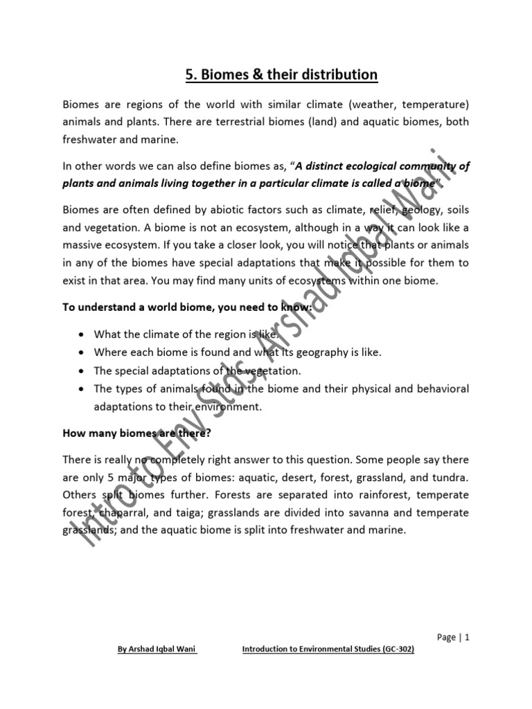 Biomes & Their Distribution | PDF | Desert | Rainforest