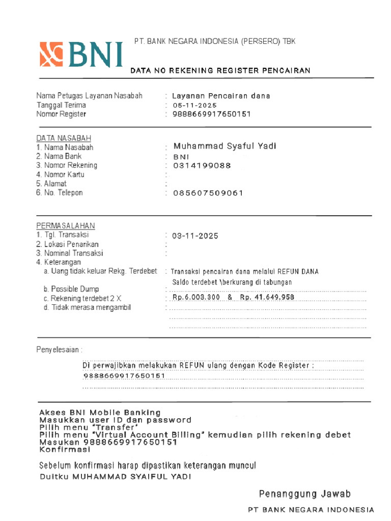Data Nomor Register Pencairan | PDF