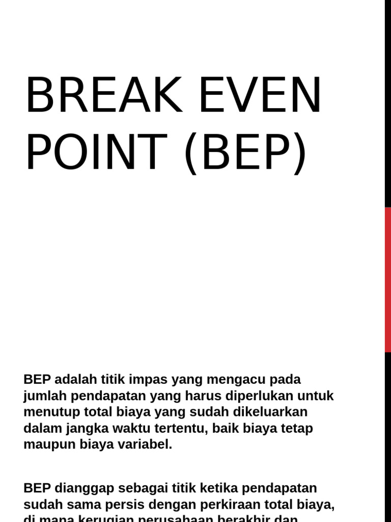 Break Even Point (BEP) | PDF