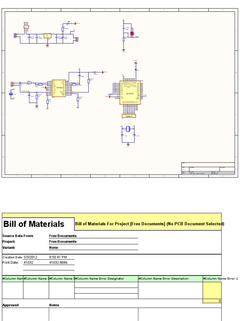 AT89C51 Circuit Schematic BOM | PDF