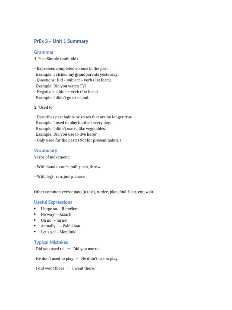 PrEx3 Unit1 Summary | PDF