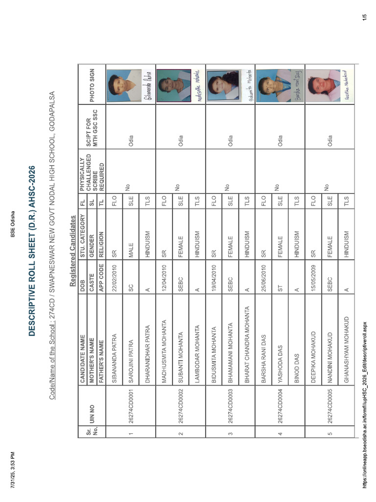 DR Sheet 2025-26 | PDF