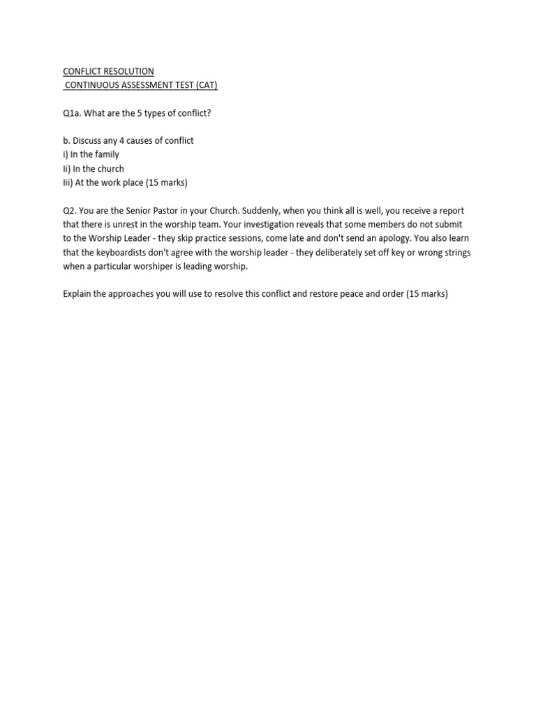 Conflict Resolution Strategies in Churches | PDF