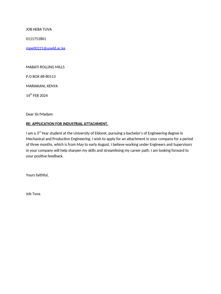 Attachment Application Letter | PDF