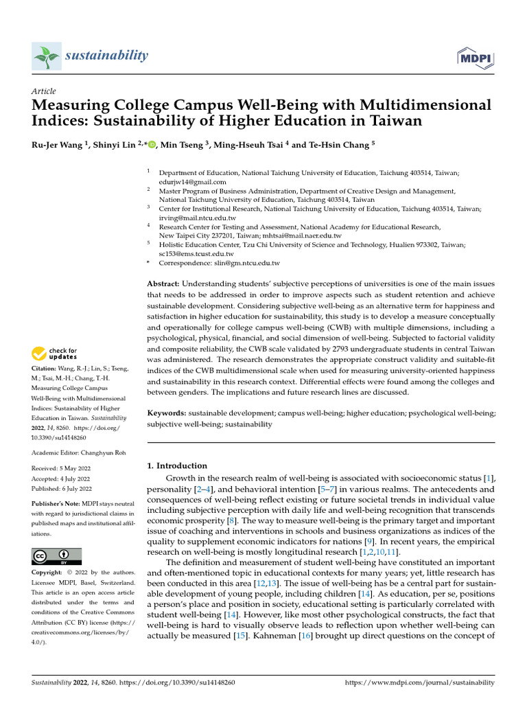 Measuring College Campus Well-Being With Multidimensional Indices | PDF ...