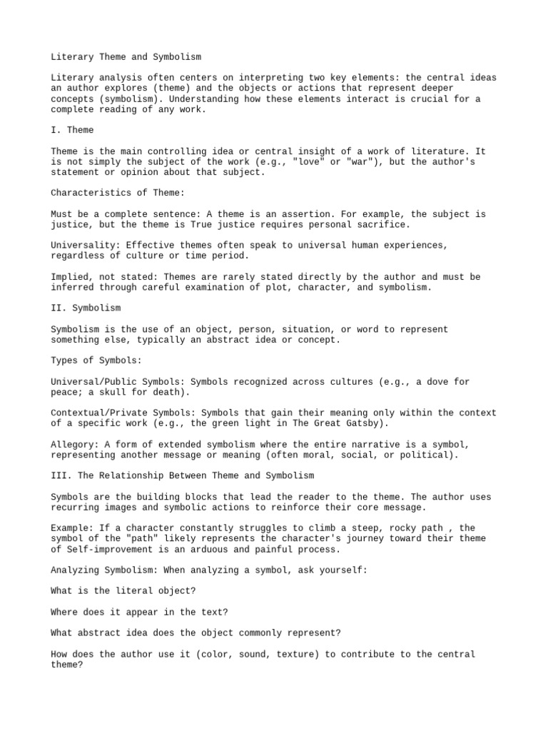 Literary Theme and Symbolism | PDF