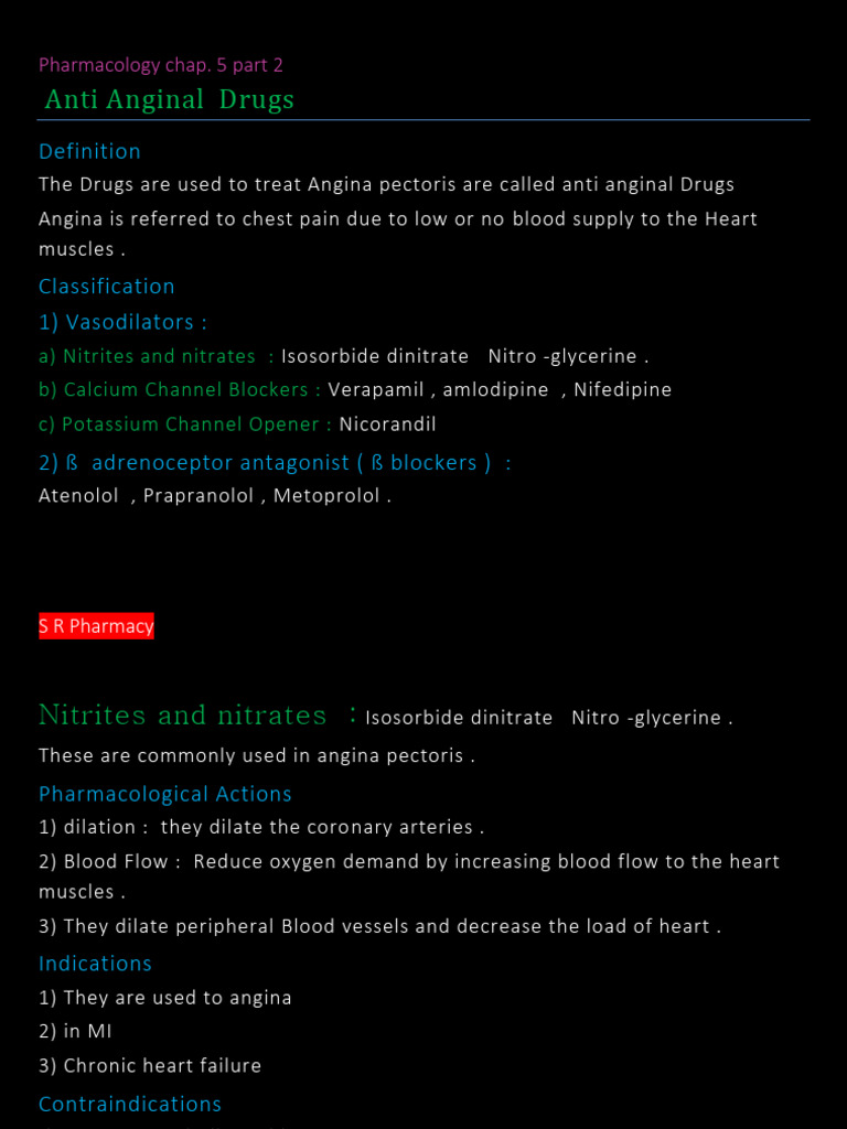 Anti-Anginal Drugs Overview and Uses | PDF