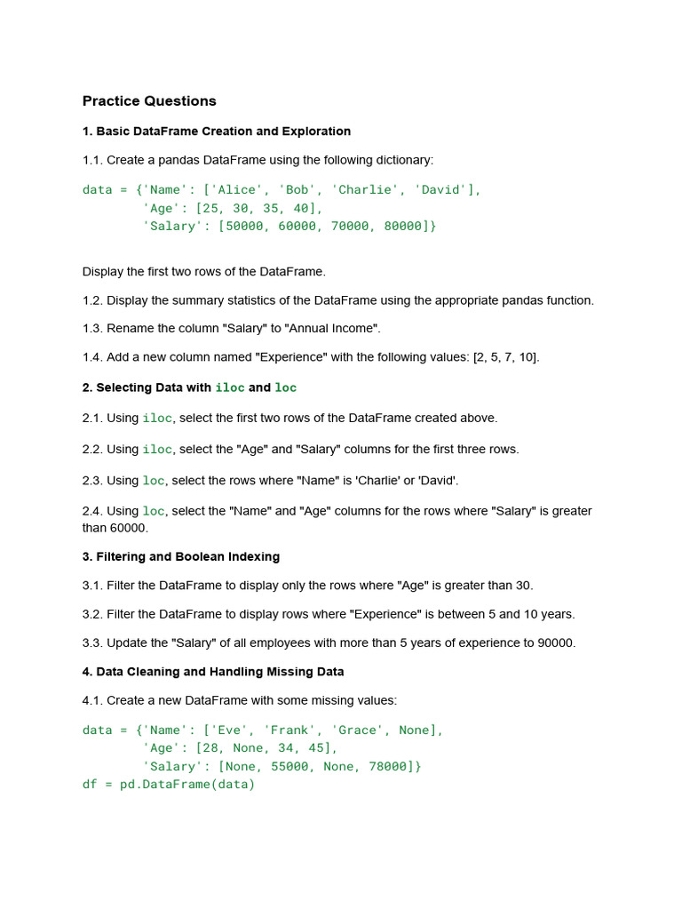 Practice Questions Pandas | PDF | Computer Programming