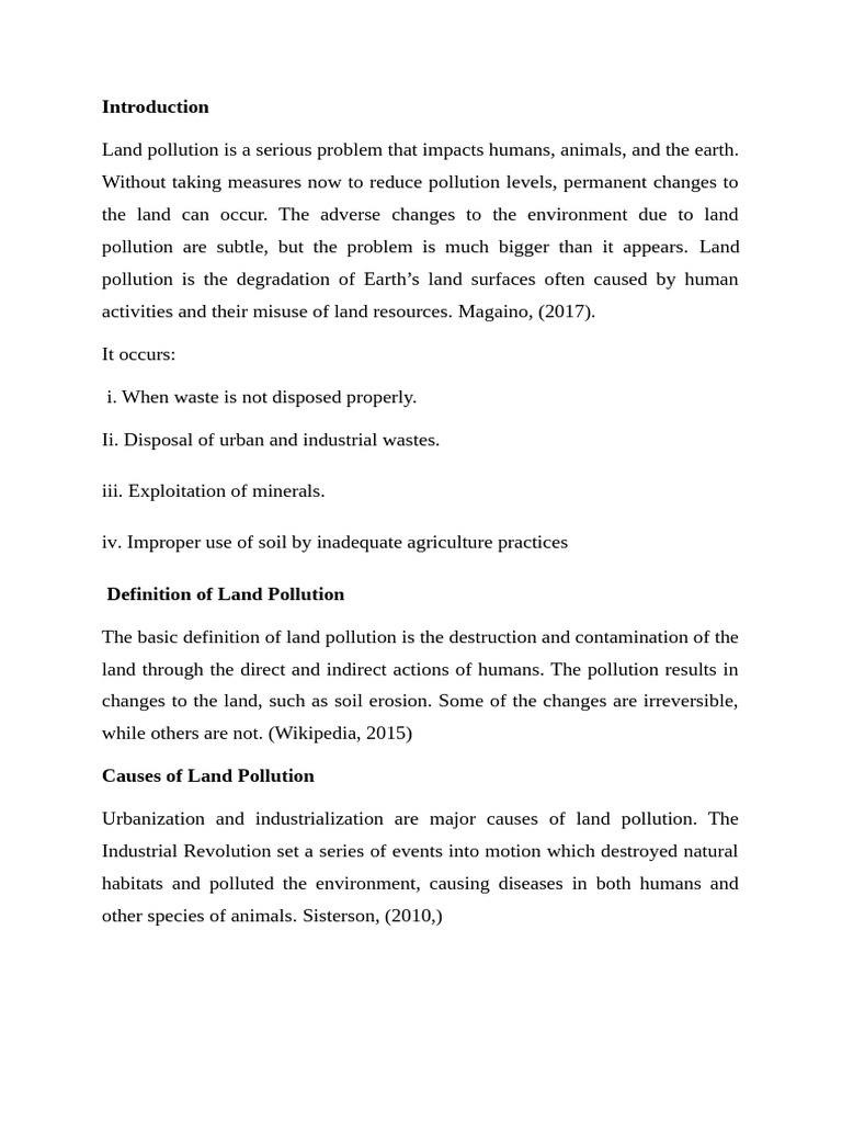 Understanding Land Pollution: Causes & Effects | PDF | Soil | Pollution