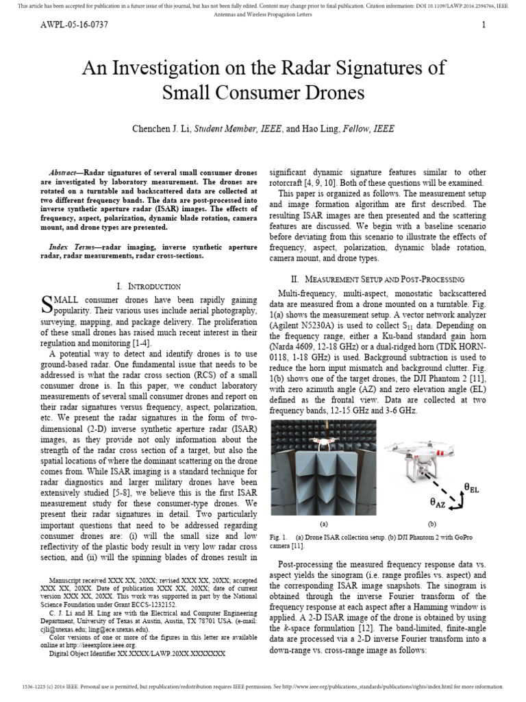 An Investigation On The Radar Signatures of Small Consumer Drones | PDF ...