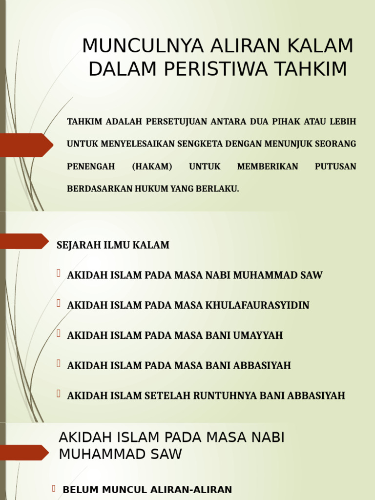 Munculnya Aliran Kalam Dalam Peristiwa Tahkim | PDF