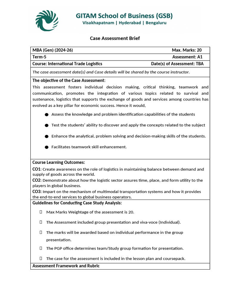 A1 Case Assessment Brief International Economics A1 | PDF | Learning ...