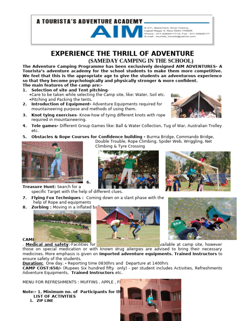 School Adventure On Camp - C Form | PDF