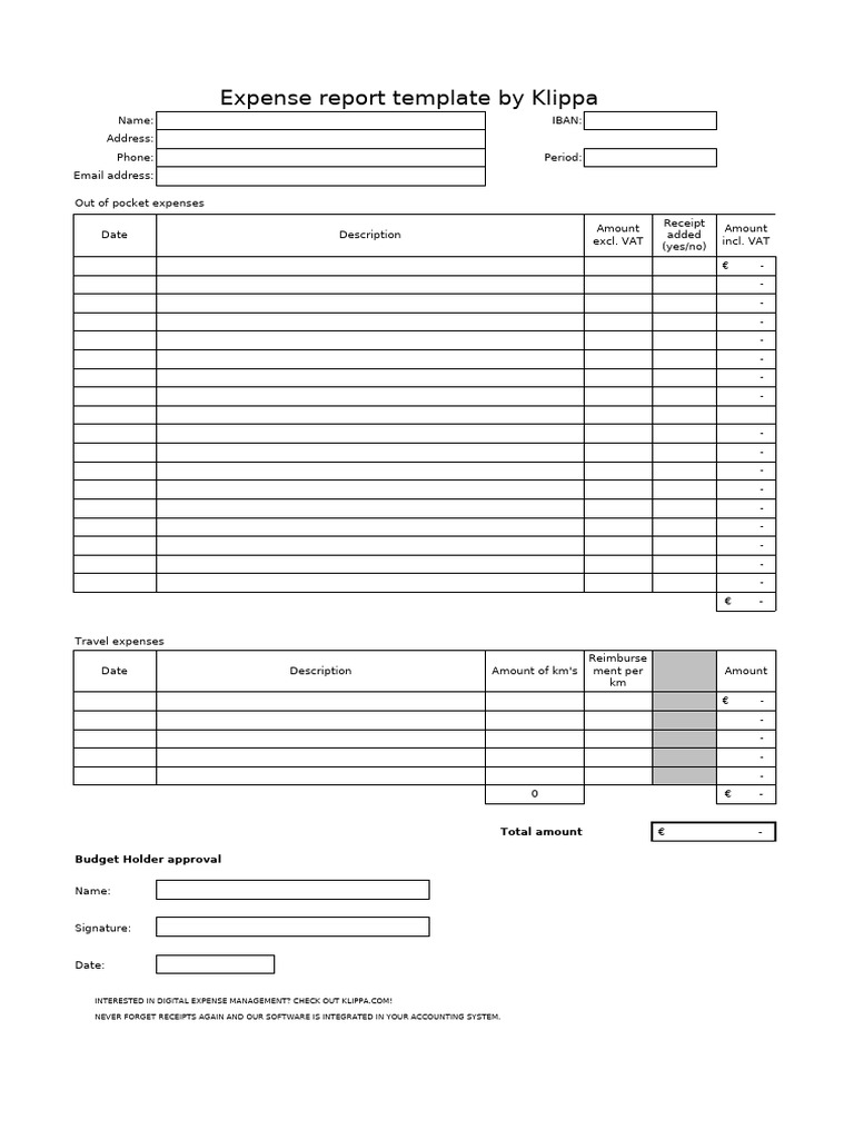 Klippa Expense Report Template | PDF