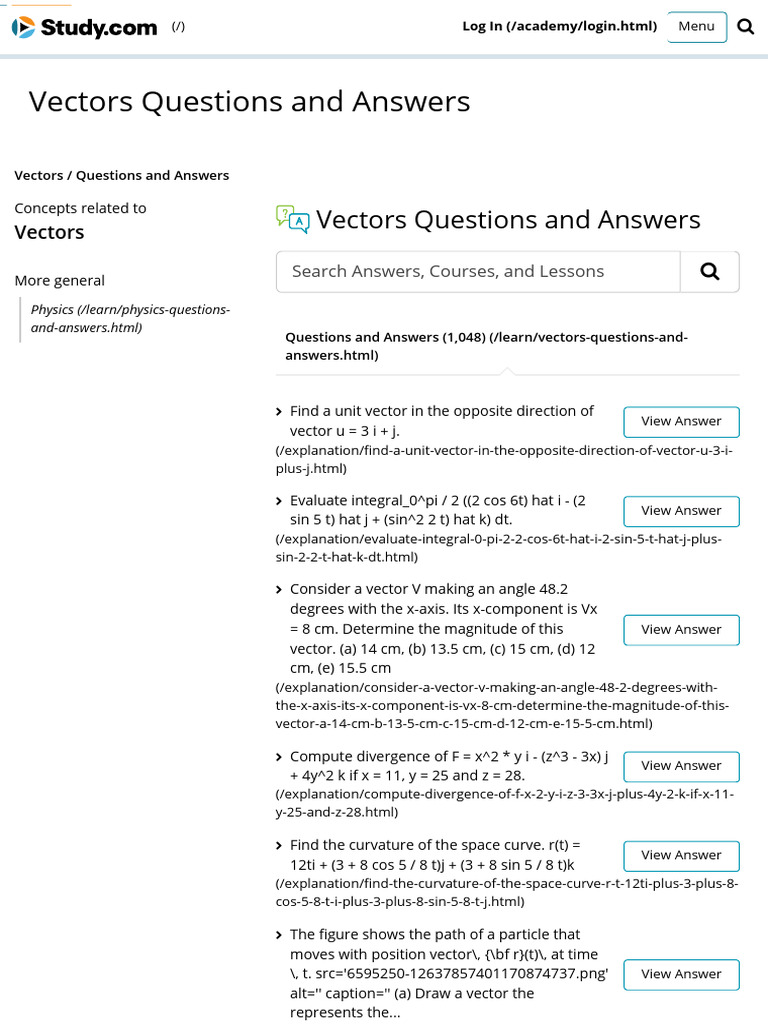 Vectors Questions and Answers | PDF | Euclidean Vector | Cartesian ...