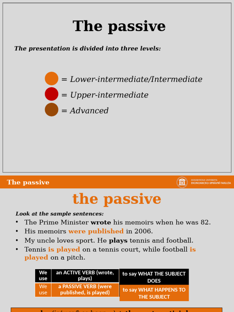 PASSIVE Presentation | PDF | Verb | Perfect (Grammar)