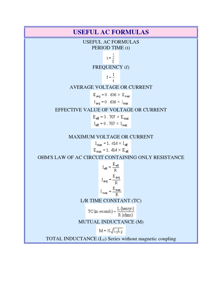 Ac Formulas | PDF | Trigonometric Functions | Triangle