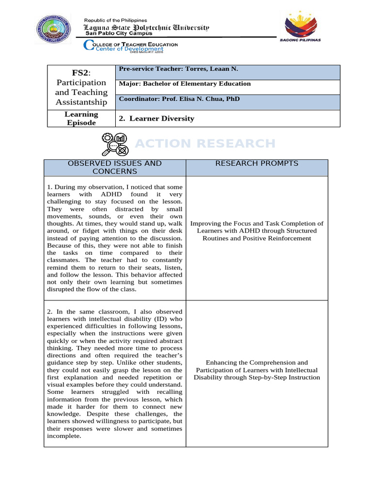FS 2. Episode 2. Learner Diversity | PDF | Learning | Classroom