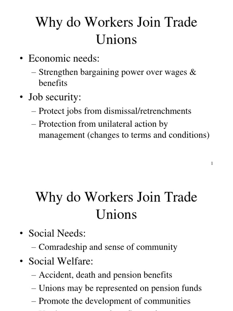 Why Workers Join Trade Unions | PDF | Trade Union | Welfare