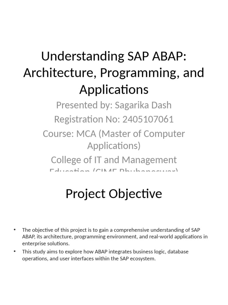 SAP ABAP Presentation Sagarika Dash Final | PDF | Databases | Software