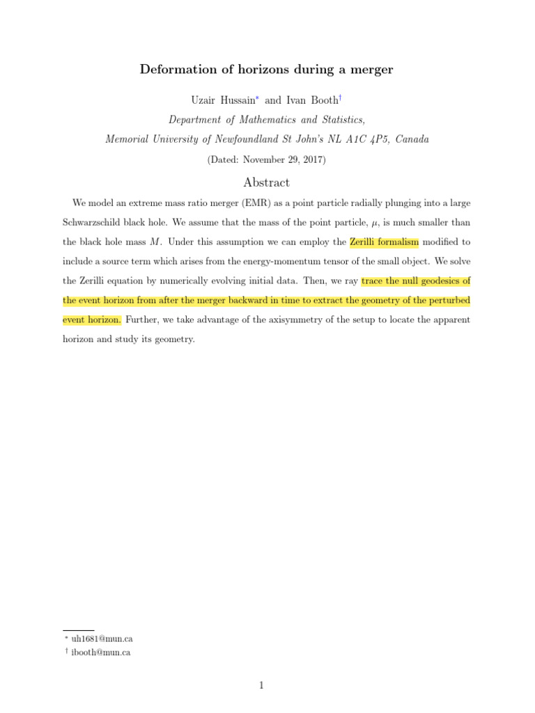 Deformation of Horizons During A Merger | PDF | Black Hole | Event Horizon
