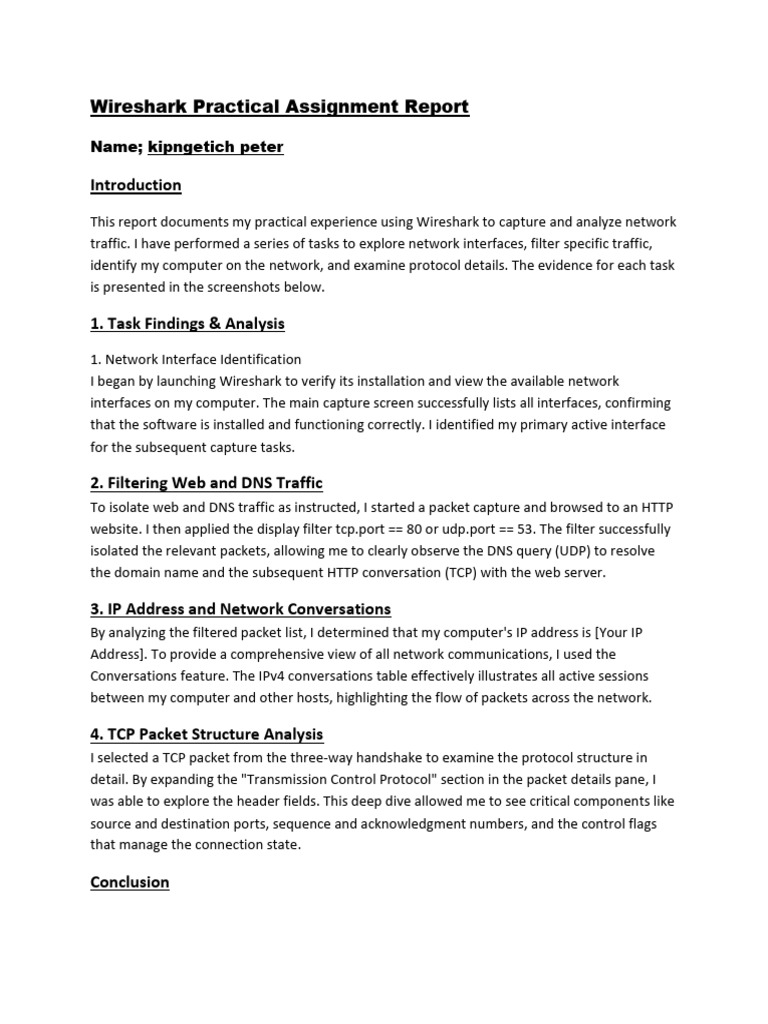 Wireshark Installation Report | PDF | Transmission Control Protocol | Port (Computer Networking)