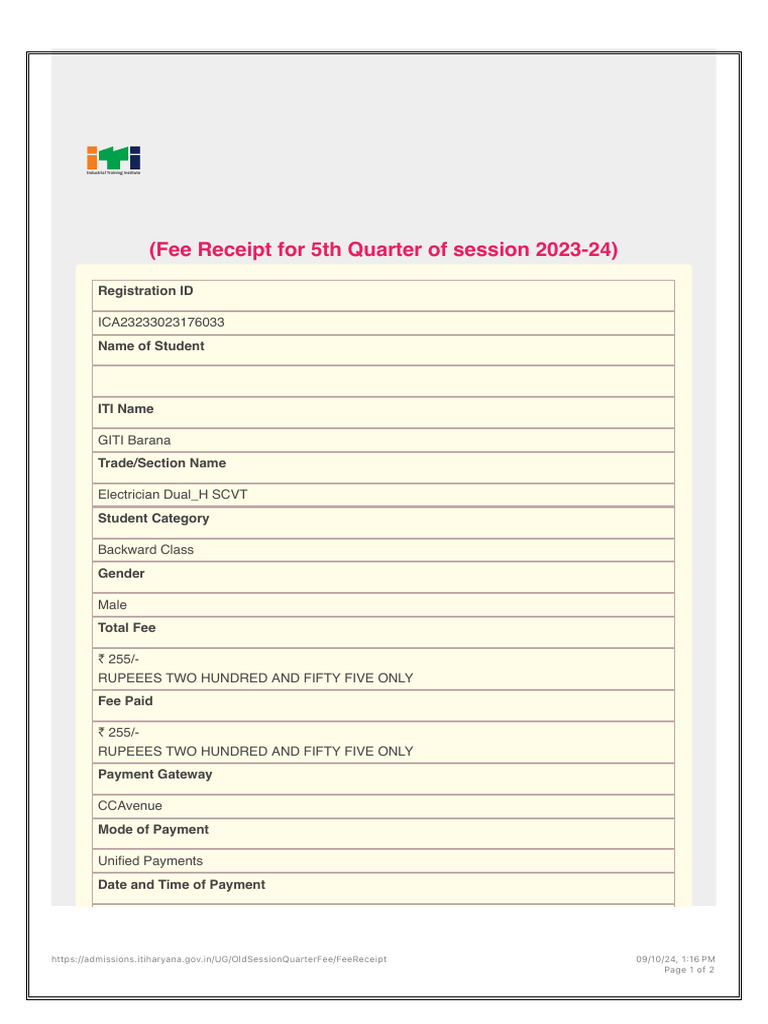 Fee Receipt | PDF